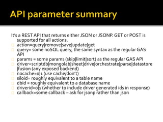 Google Apps Script Database Abstraction Exposed Version Pptx