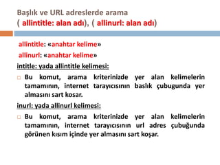 Google arama ipuclari | PPTX
