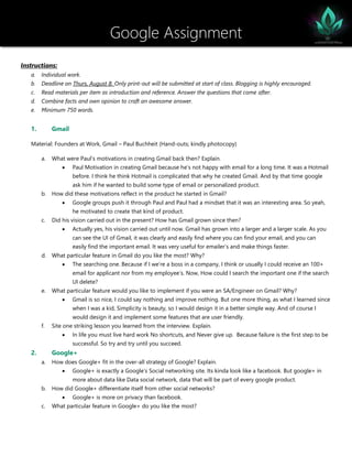 Google assignment | PDF