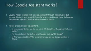 An Overview of Google Assistant | PPTX