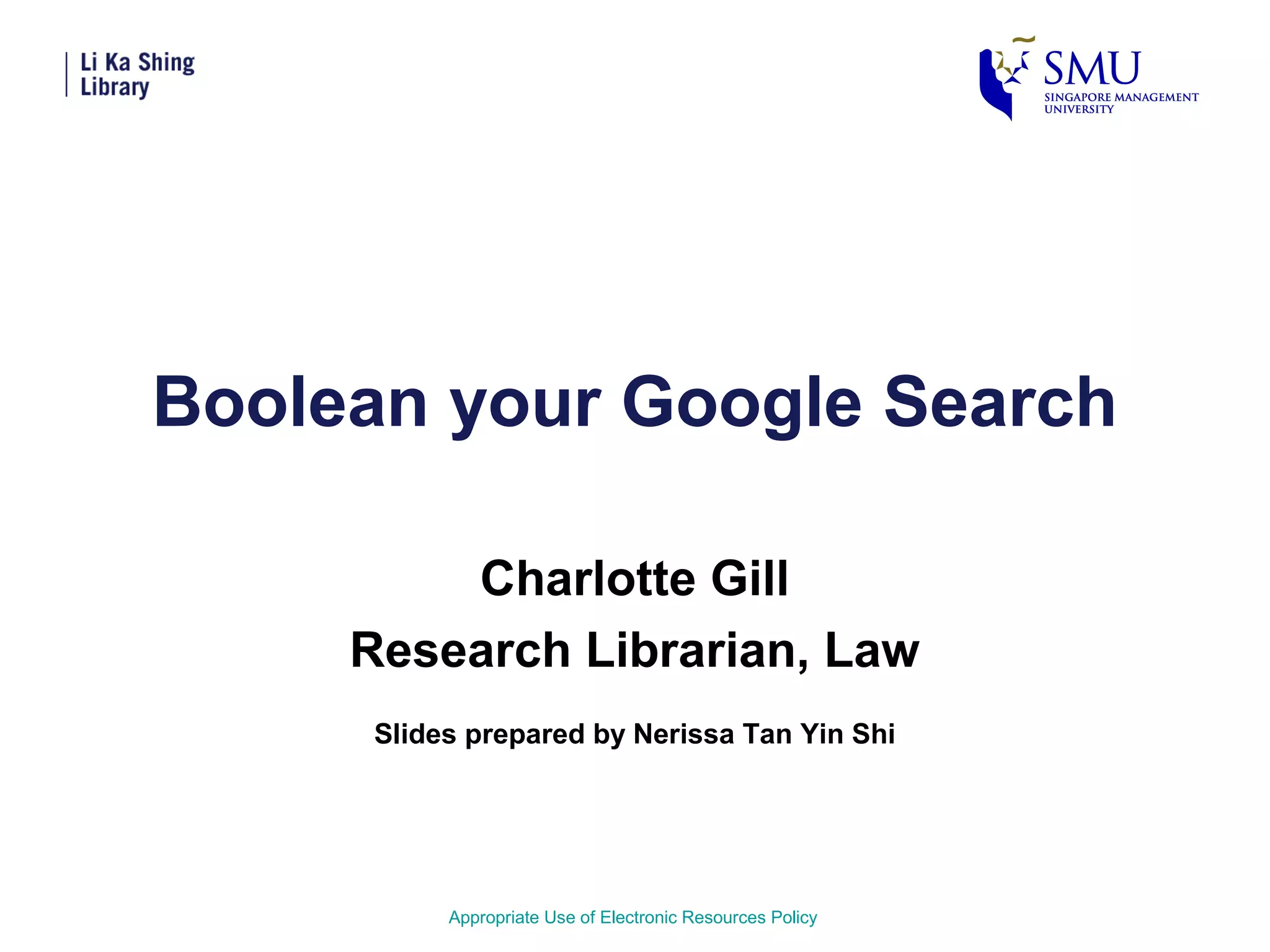 Boolean Searching in Google | PPT
