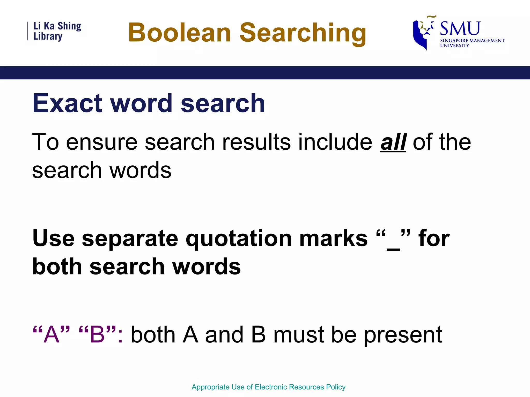 Boolean Searching in Google | PPT
