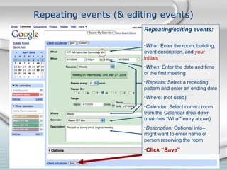 MSE room reservations using Google Calendar | PPT