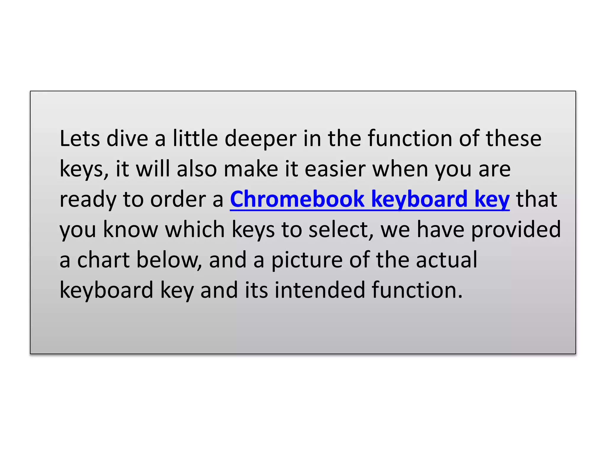 Google ChromeBook Keys - Functions and Meaning | PPTX