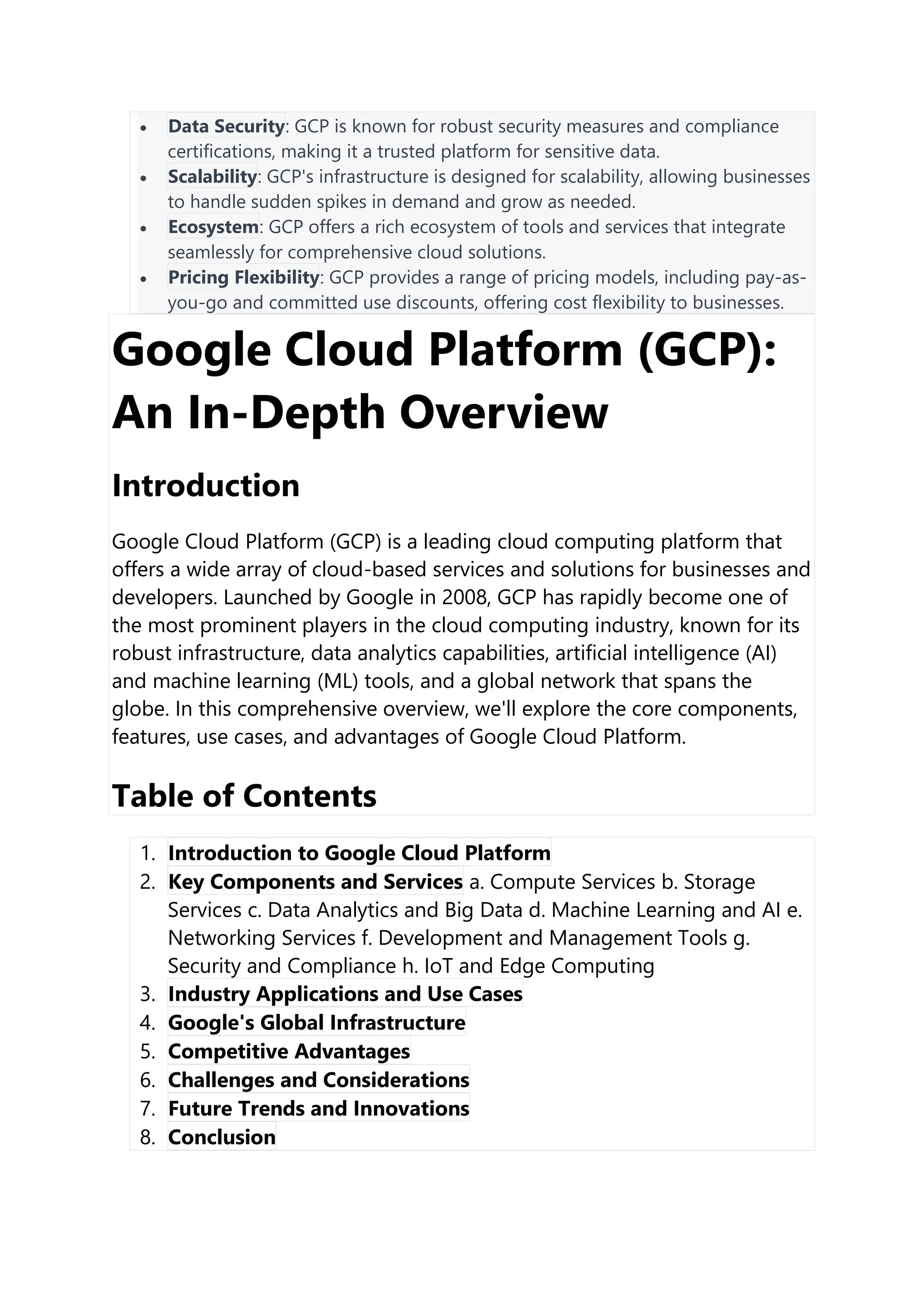 Google Cloud Platform.docx | Cloud Computing | Internet