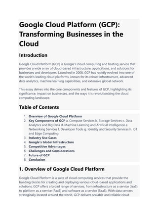 Google Cloud Platform.docx | Cloud Computing | Internet