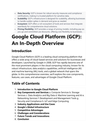 Google Cloud Platform.docx | Cloud Computing | Internet