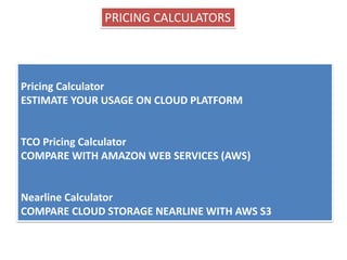 Google Cloud Pricing Calculators | PDF