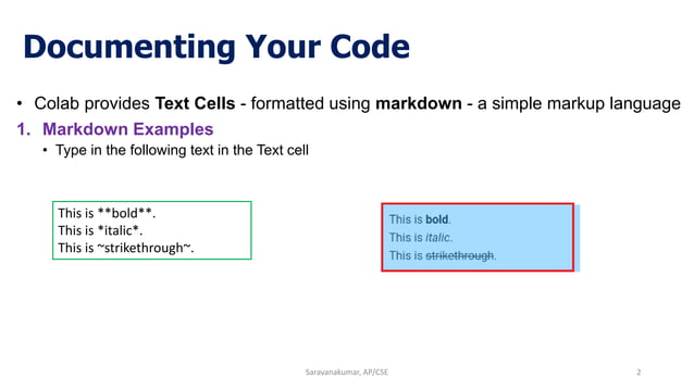 Google colab documenting and saving your code | PPTX