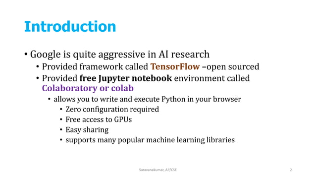 Google colab introduction | PPTX | Computing | Technology & Computing