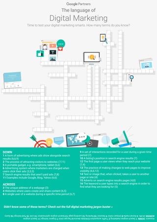 Google Digital Marketing Crossword Puzzle | PDF