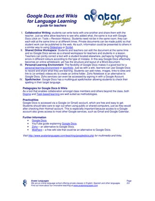 Google Docs and Wikis for Language Learning | PDF