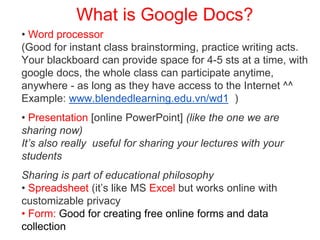 Google docs for ICT Call | PPT