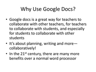 Google docs for teachers and the classroom | PPT