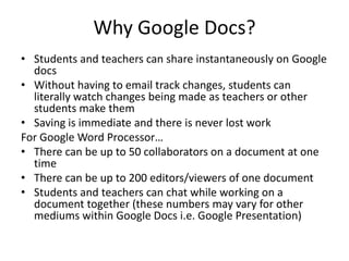 Google docs for teachers and the classroom