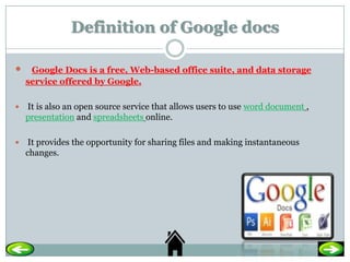 Google docs m | PPTX | Internet for Beginners | Internet