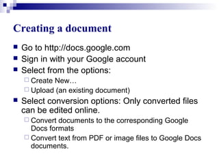 Google Docs workshop | PPT