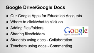 Google Drive/Docs for Classrooms - a short introduction | PPTX