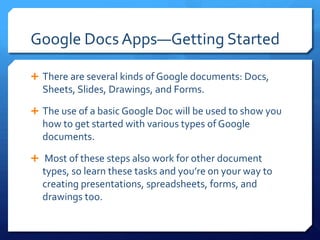 Google Docs Apps Basics | PPT