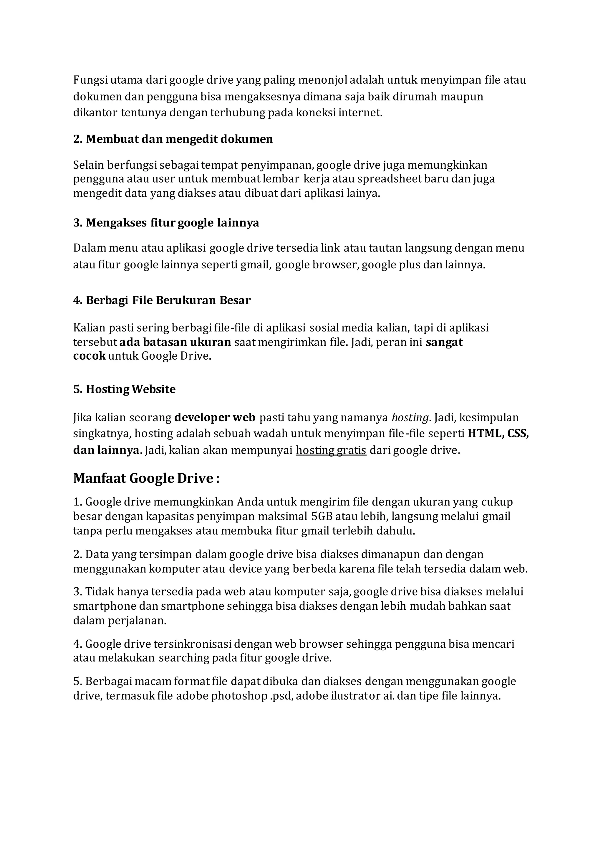 Google drive presentation | DOCX