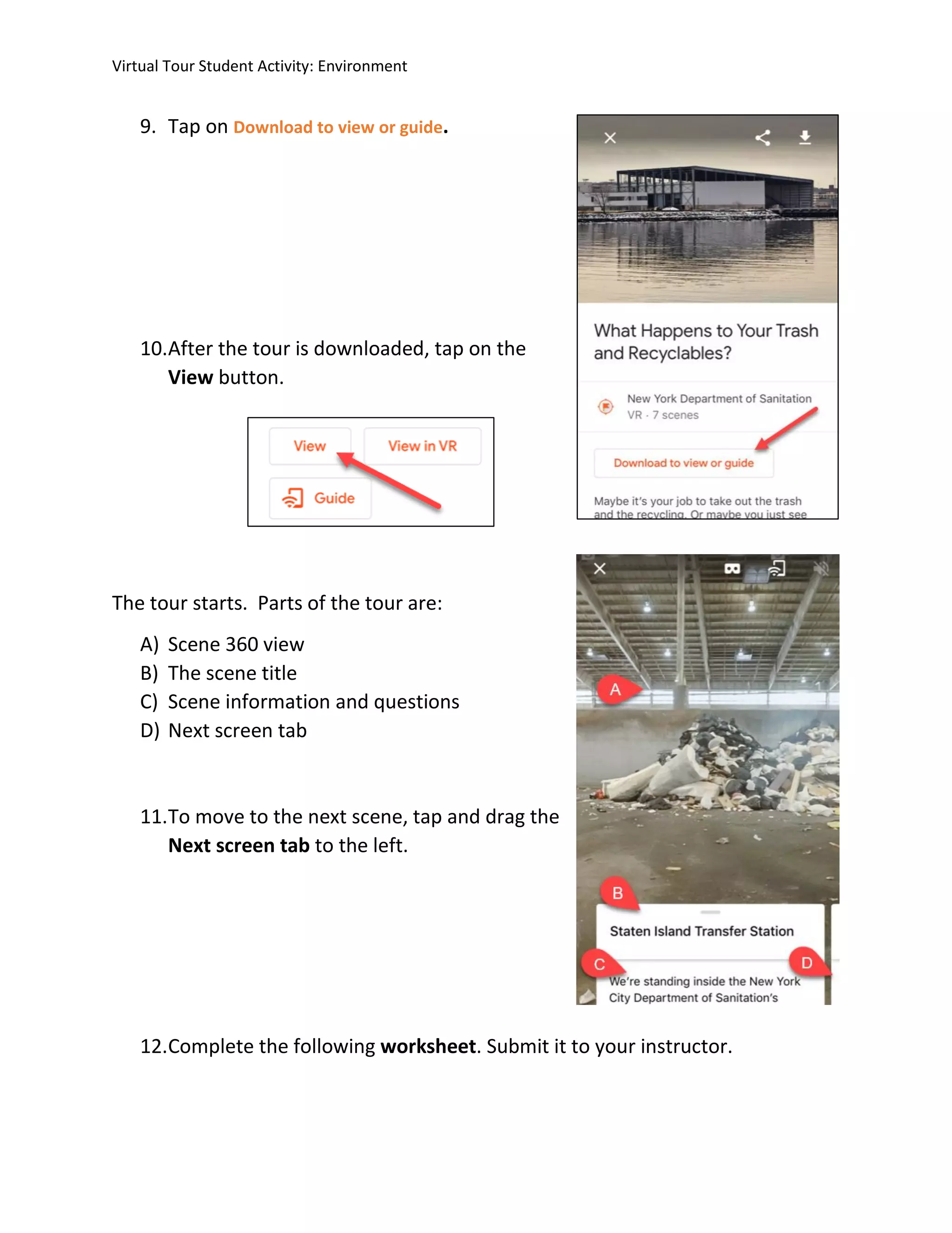 Google Expedition Tour - Environment -example worksheet activity | PDF