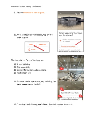 Google Expedition Tour - Environment -example worksheet activity | PDF