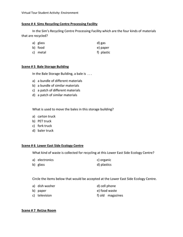 Google Expedition Tour - Environment -example worksheet activity | PDF