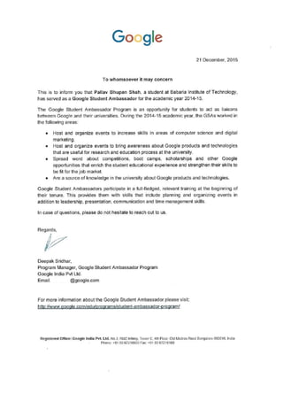 Experience Letter - Google Inc | PDF