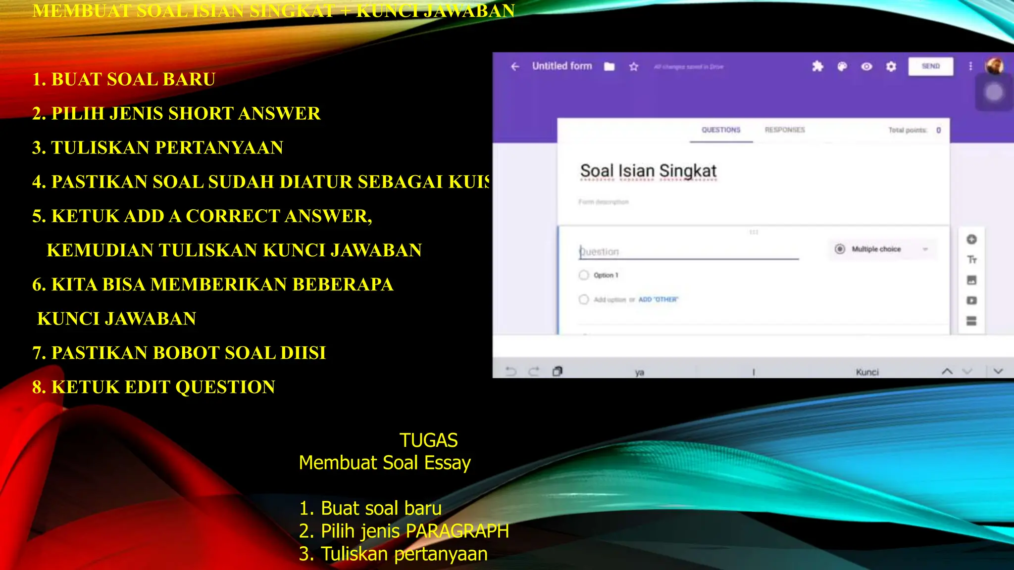 how to use google form for teachers to make questions | PPT