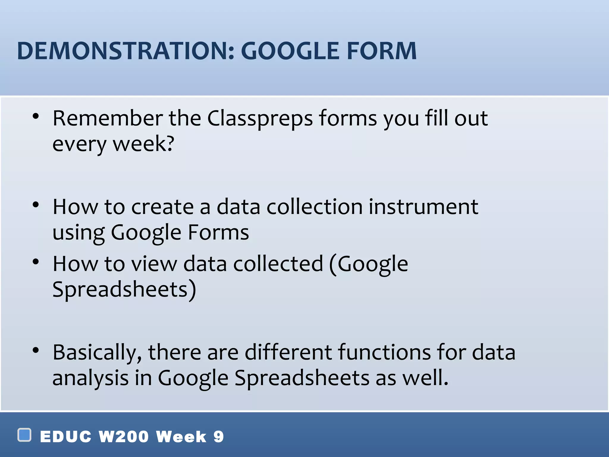Google form demonstrations | PPT