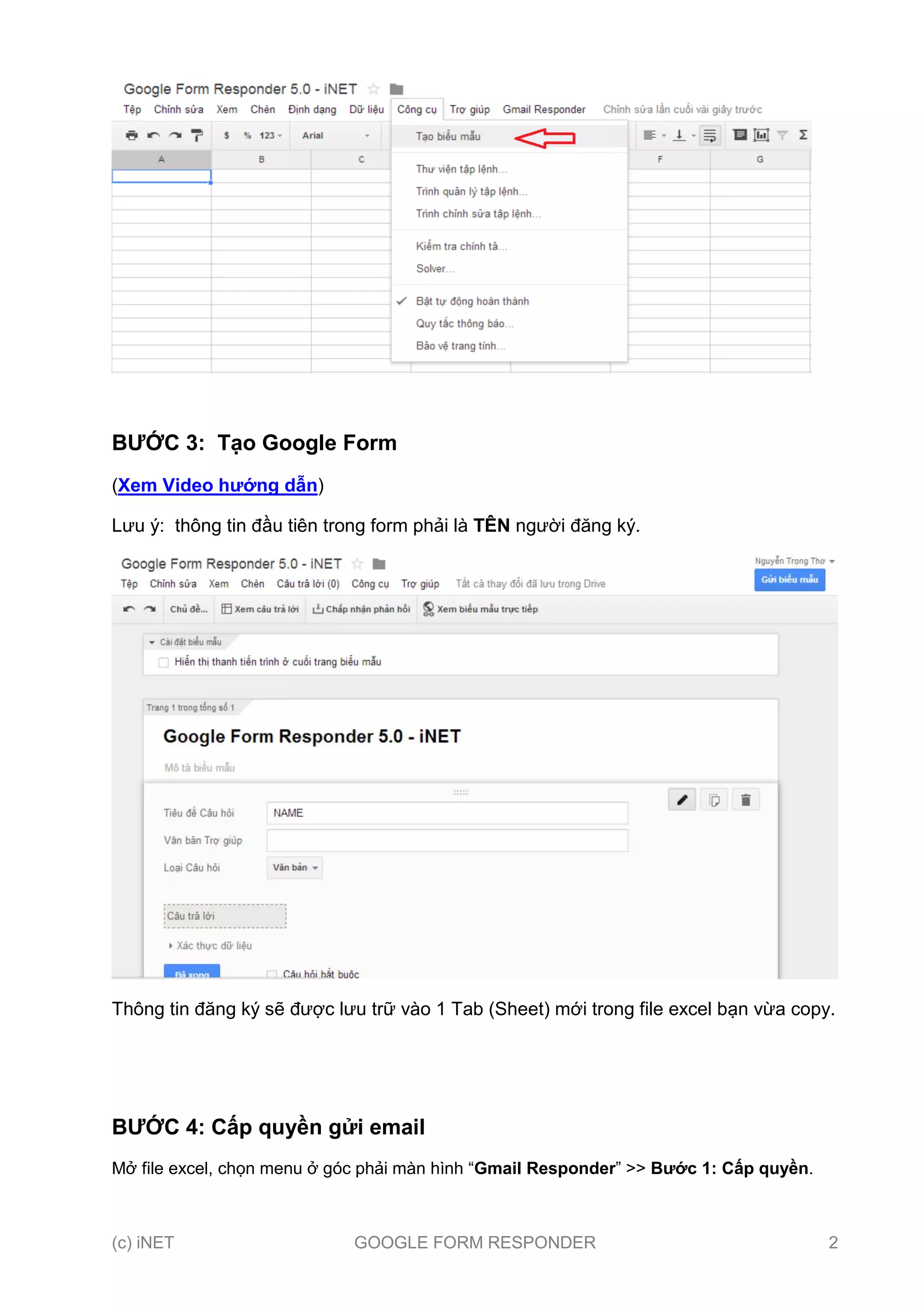 Google Form Responder - Tự động gửi email cho người đăng ký form | PDF