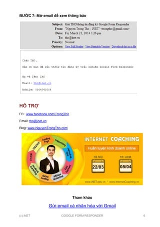 Google Form Responder - Tự động gửi email cho người đăng ký form | PDF