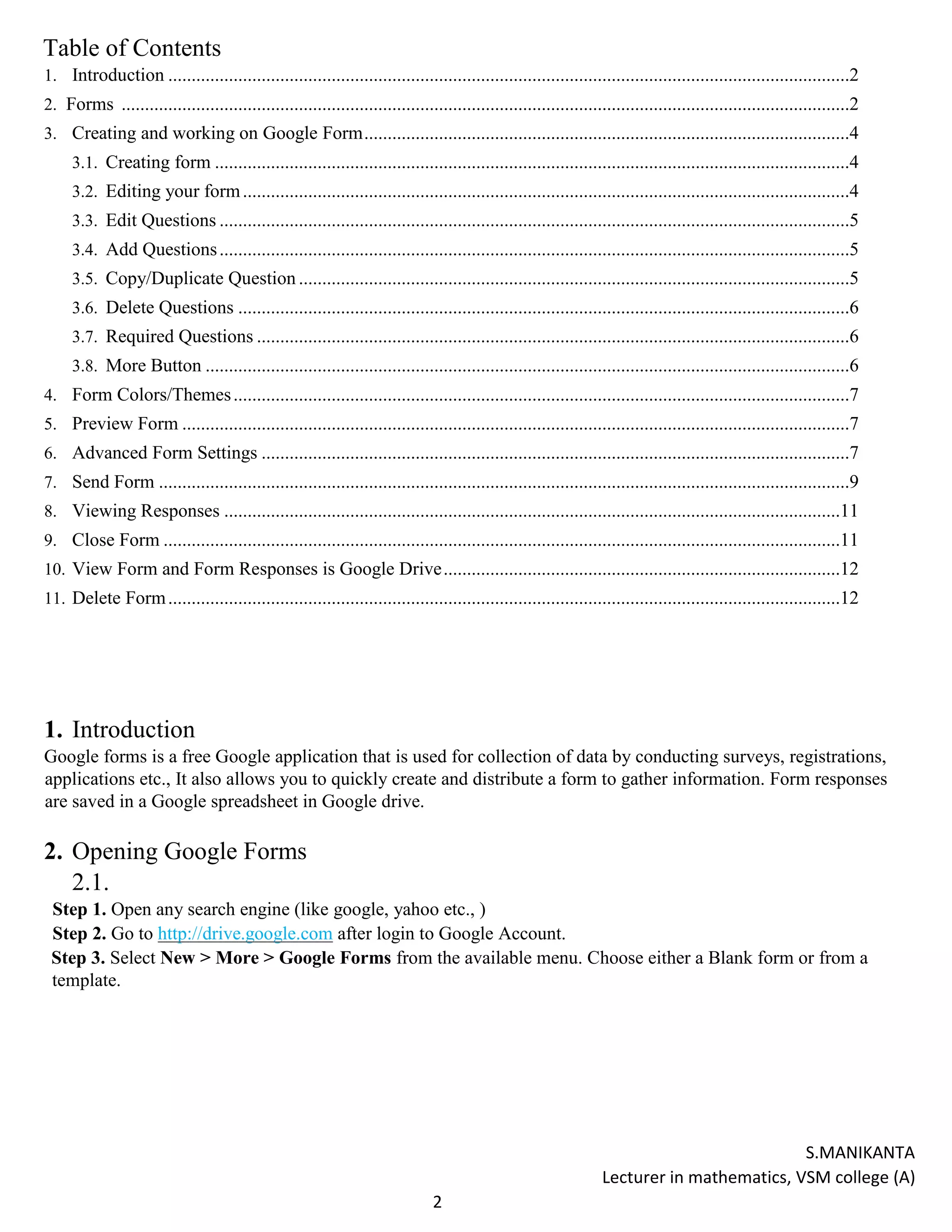 Google forms, quiz preparation with google forms | PDF