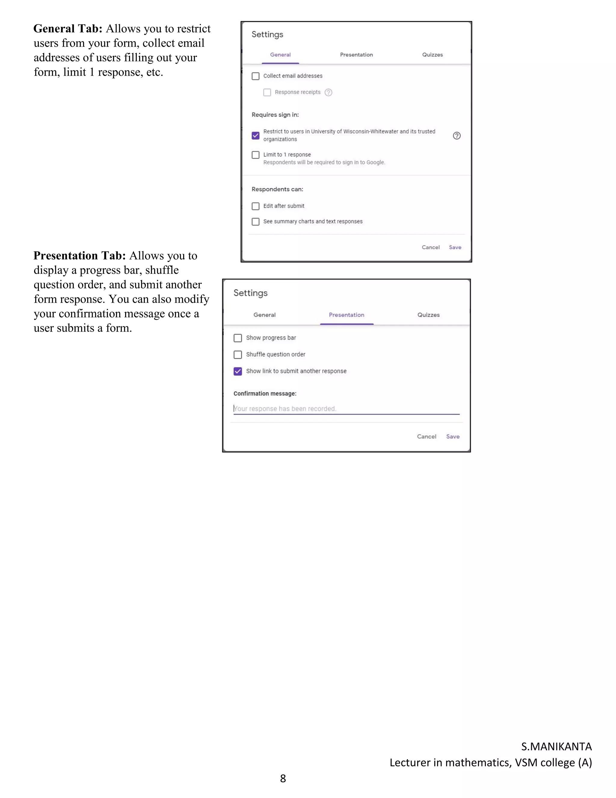 Google forms, quiz preparation with google forms | PDF