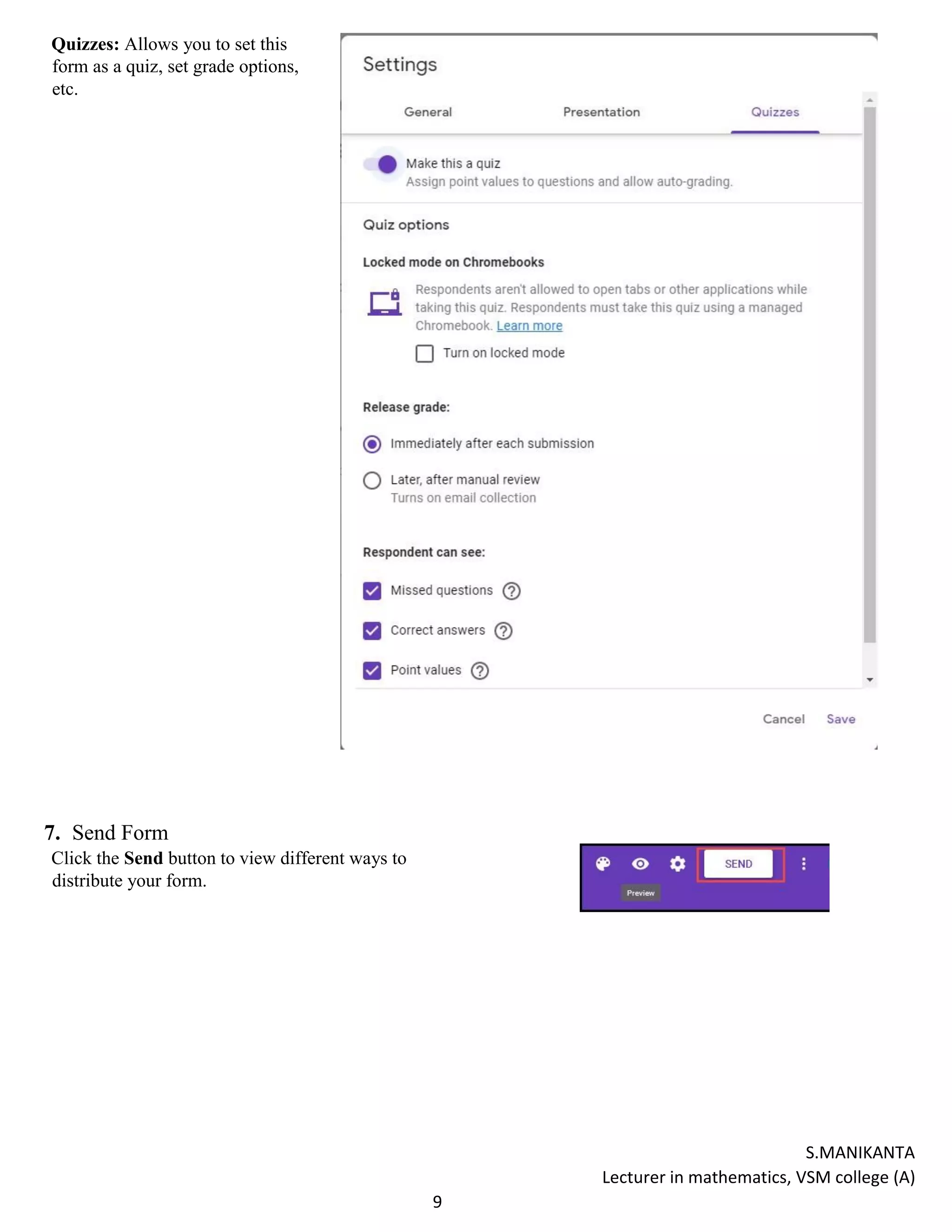 Google forms, quiz preparation with google forms | PDF