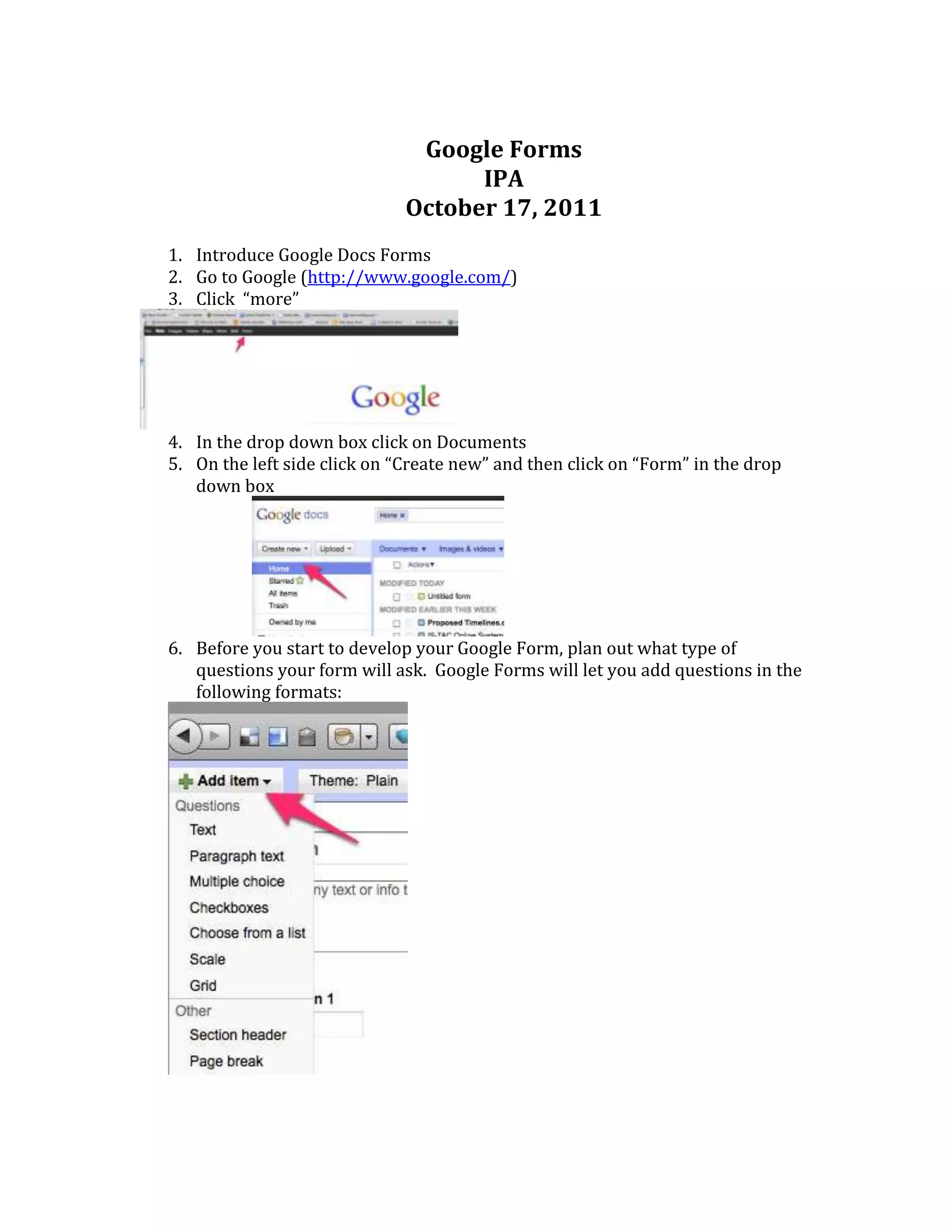 Google Forms IPA | DOCX