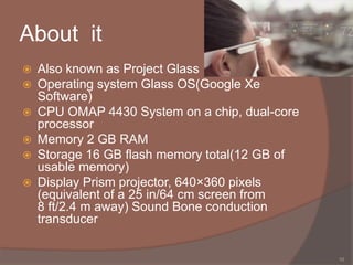 Google glass final pragentation | PPTX
