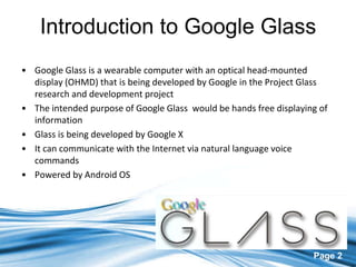 Google glass The Future Gadget | PPTX