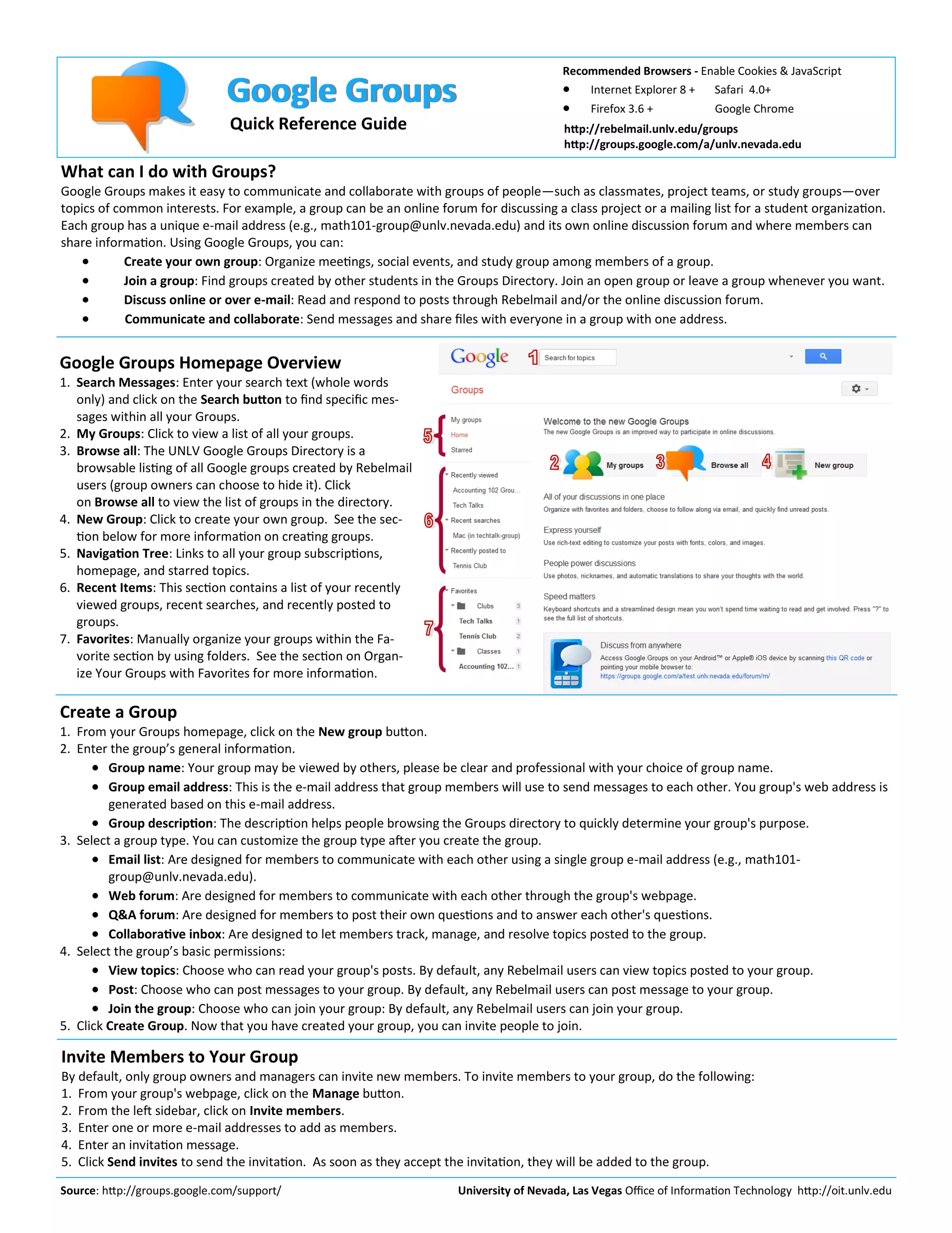 Google groups quick reference guide | PDF | Social Networking | Internet