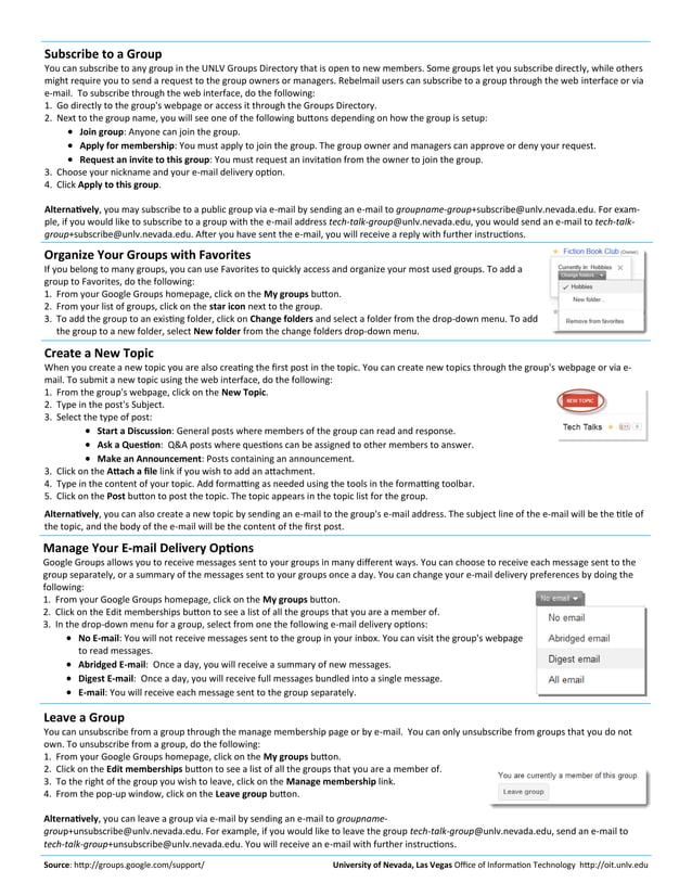 Google groups quick reference guide | PDF