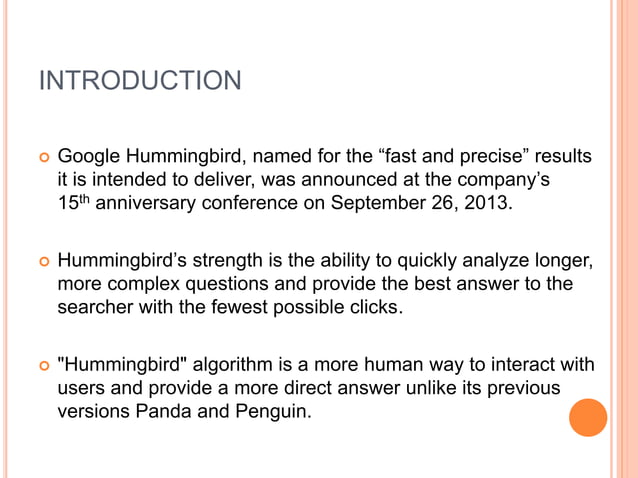 Google hummingbird algorithm ppt | PPT