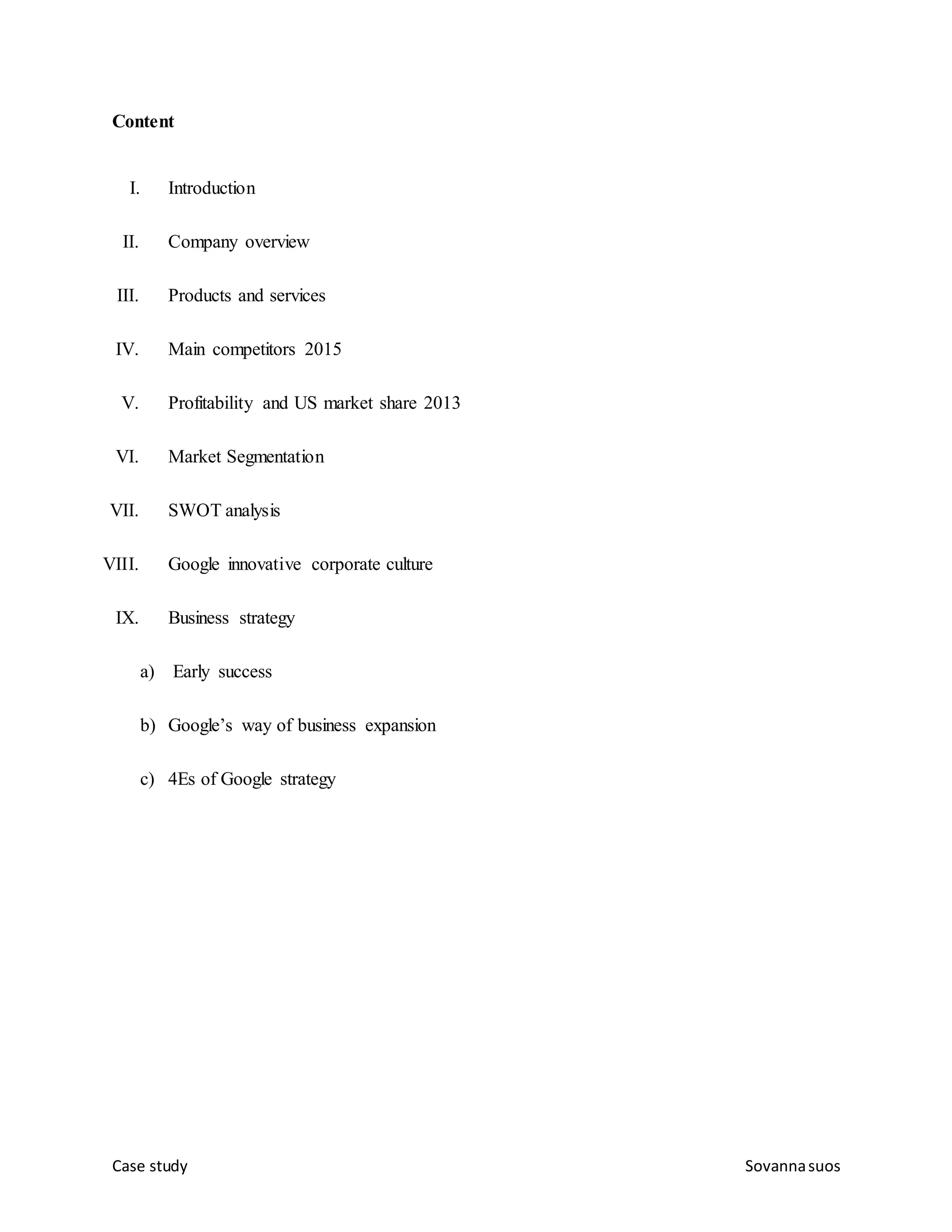 Google inc. case study | DOCX