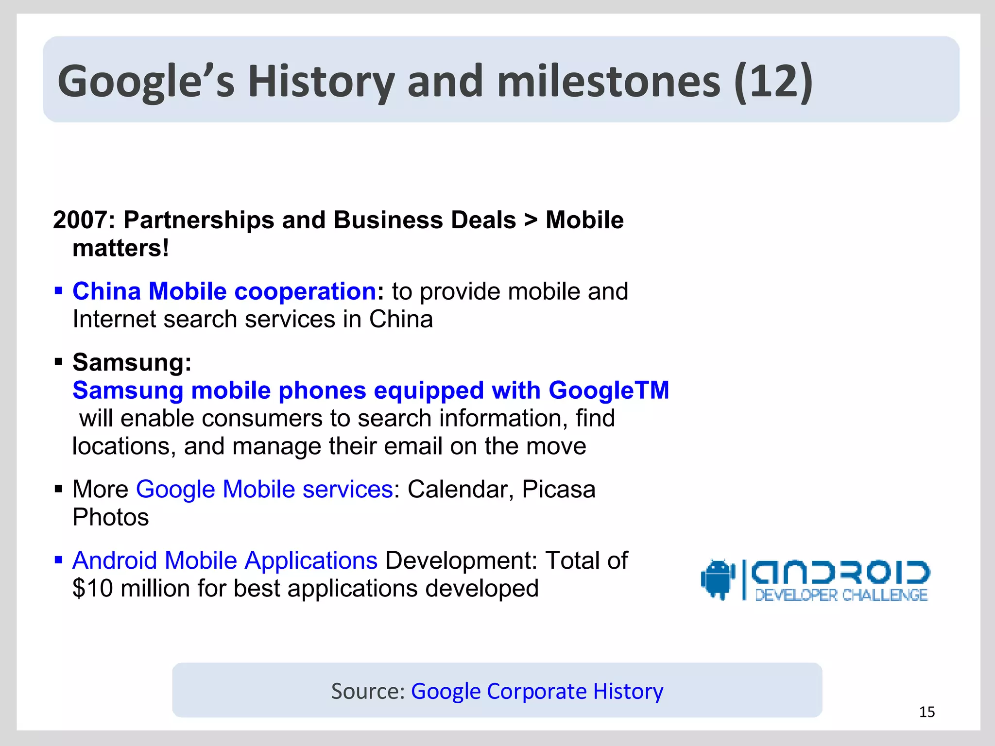 Google at a glance 1998 - 2008 | PPT