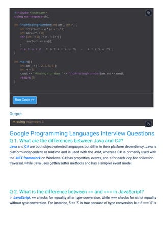 Google Interview Questions By Scholarhat | PDF