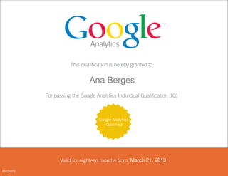 Ana Berges Google Analytics Qualification | PPT