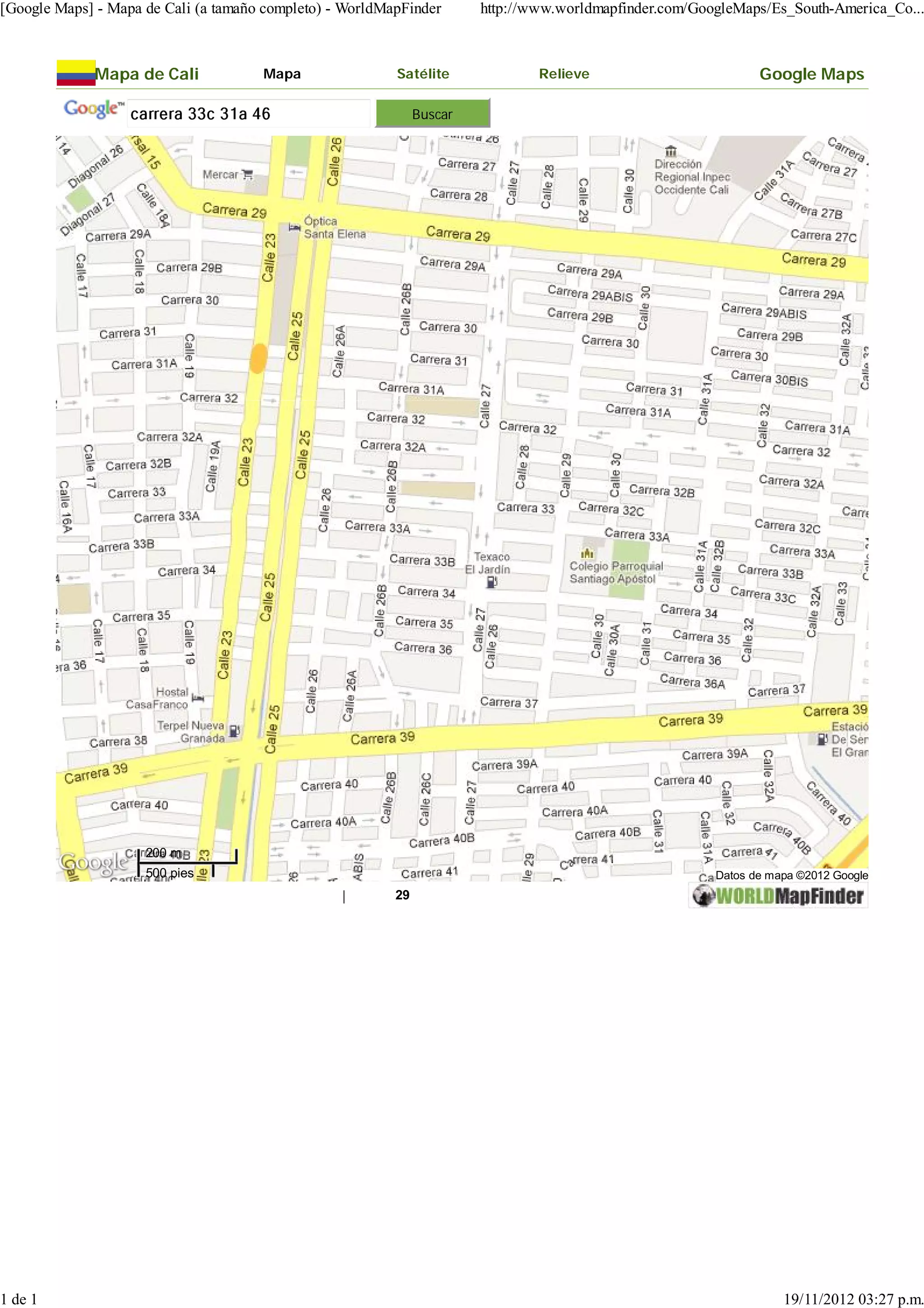 [Google maps] mapa de cali (a tamaño completo) - world mapfinder | PDF