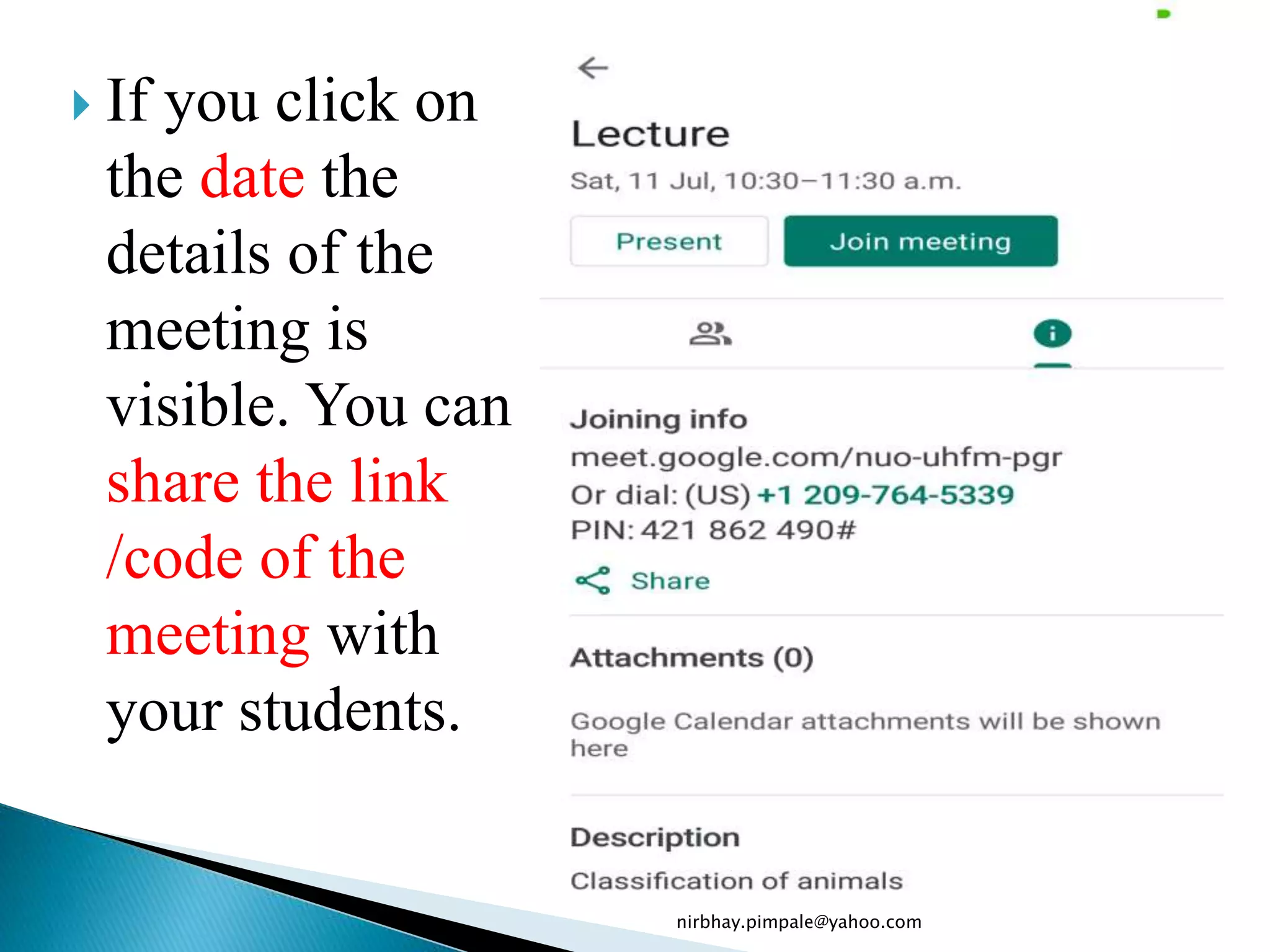 how to schedule Google meet by using smart phone | PPTX | Web Conferencing | Computer Software ...
