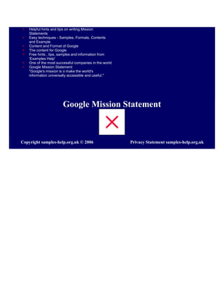 Google mission statement | DOCX | Technology & Computing