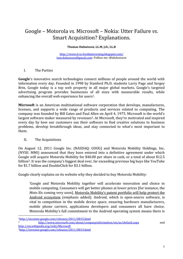Google – Motorola vs. Microsoft – Nokia: Utter Failure vs. Smart ...