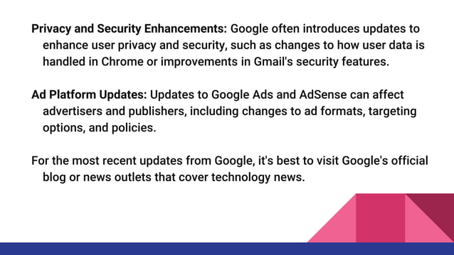 "Google March 2024: AI Improvements & Privacy Focus" | PPTX | Search | Internet